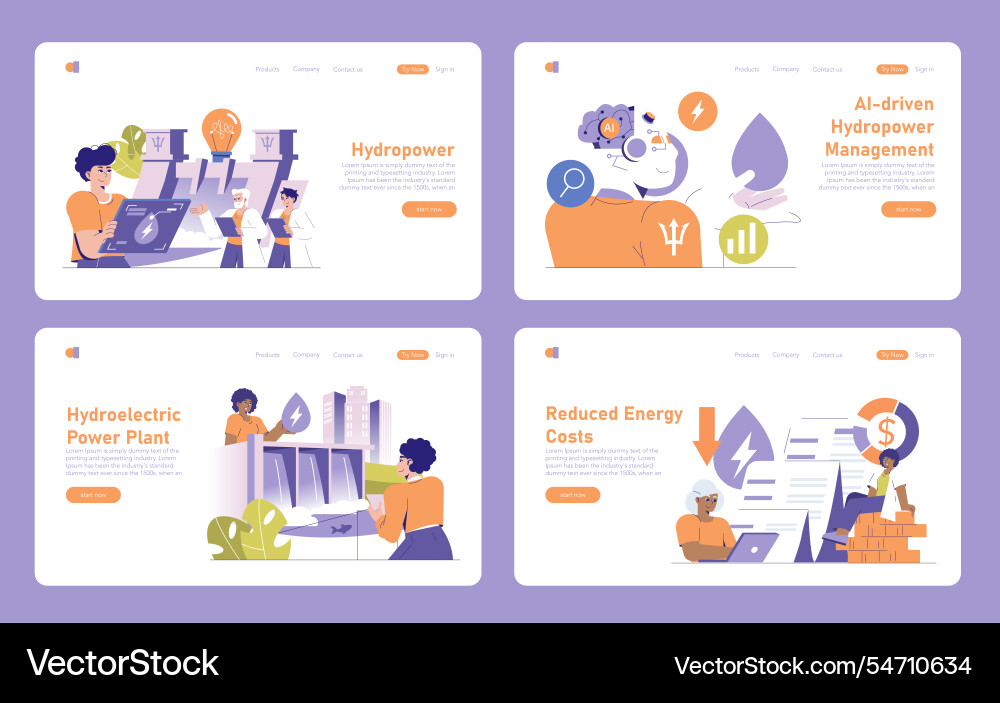Hydropower flat Royalty Free Vector Image - VectorStock
