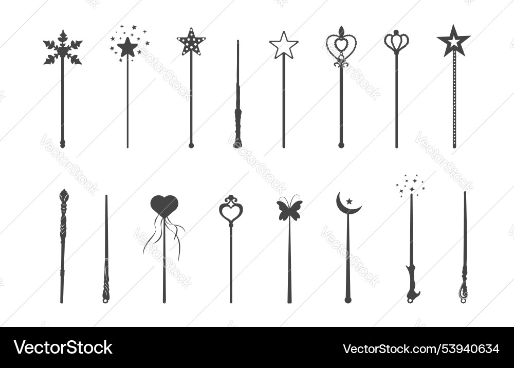 Magic wands svg wand silhouette Royalty Free Vector Image