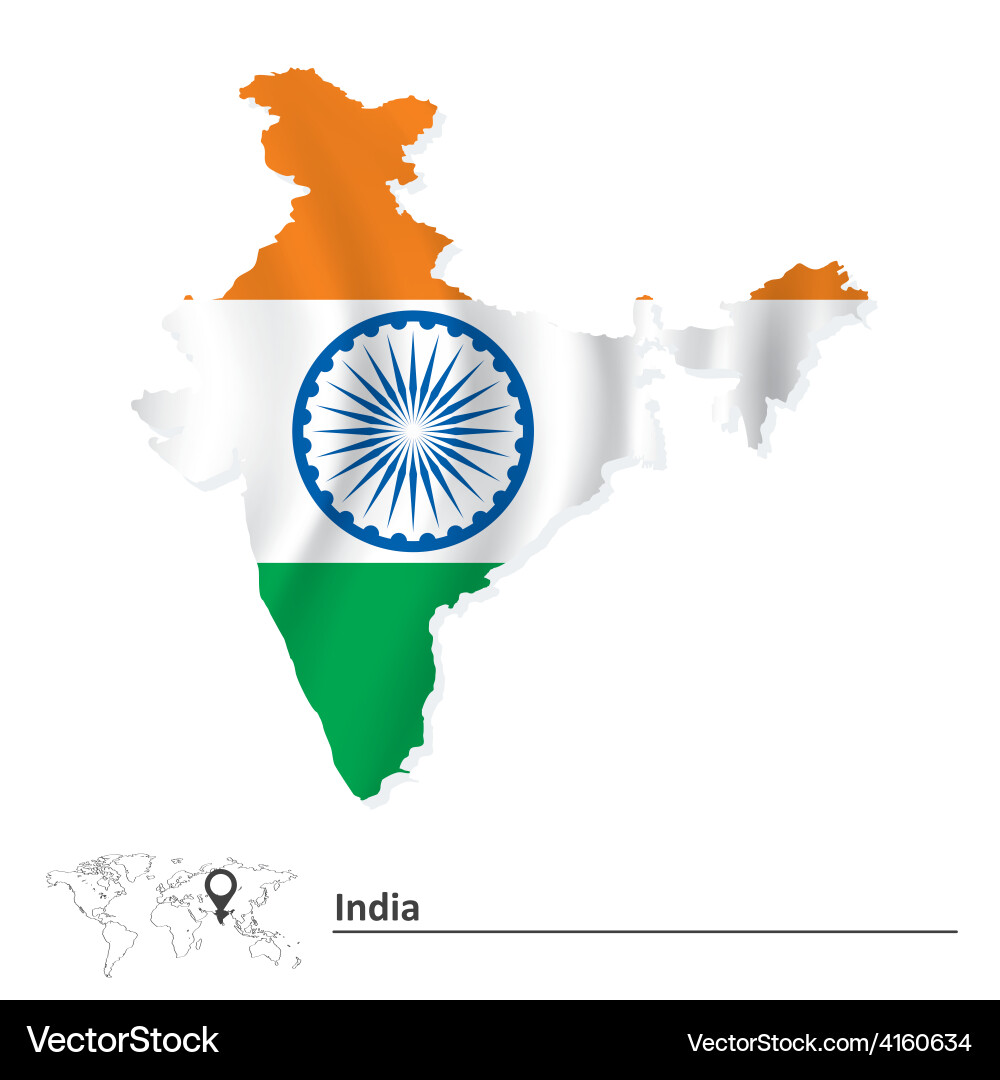 Map of india with flag Royalty Free Vector Image