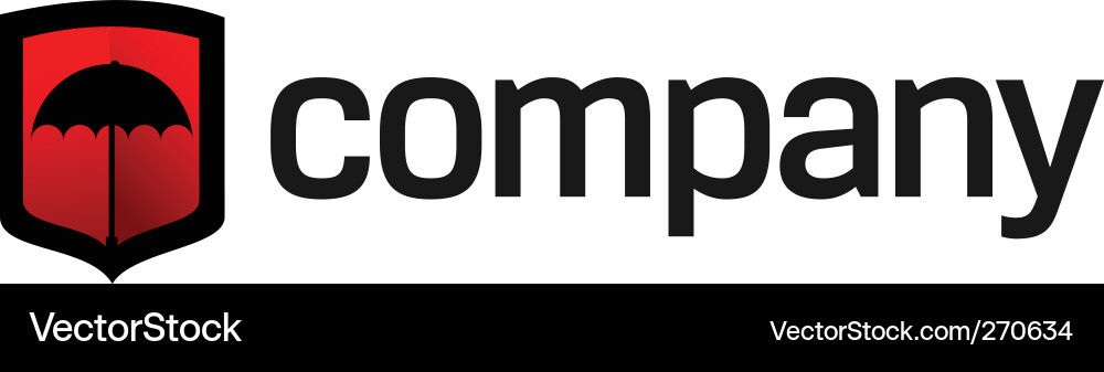 Umbrella on shield logo Royalty Free Vector Image