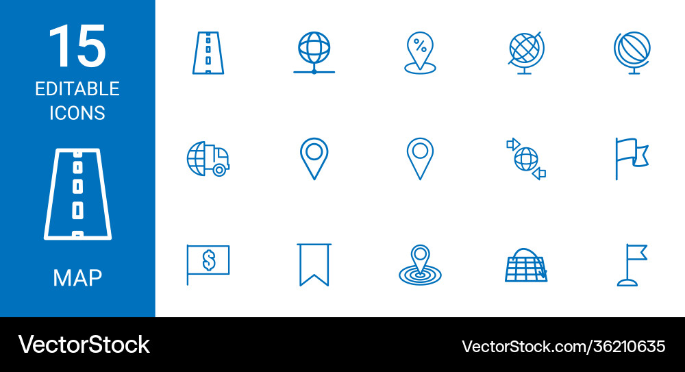 15 map icons Royalty Free Vector Image - VectorStock