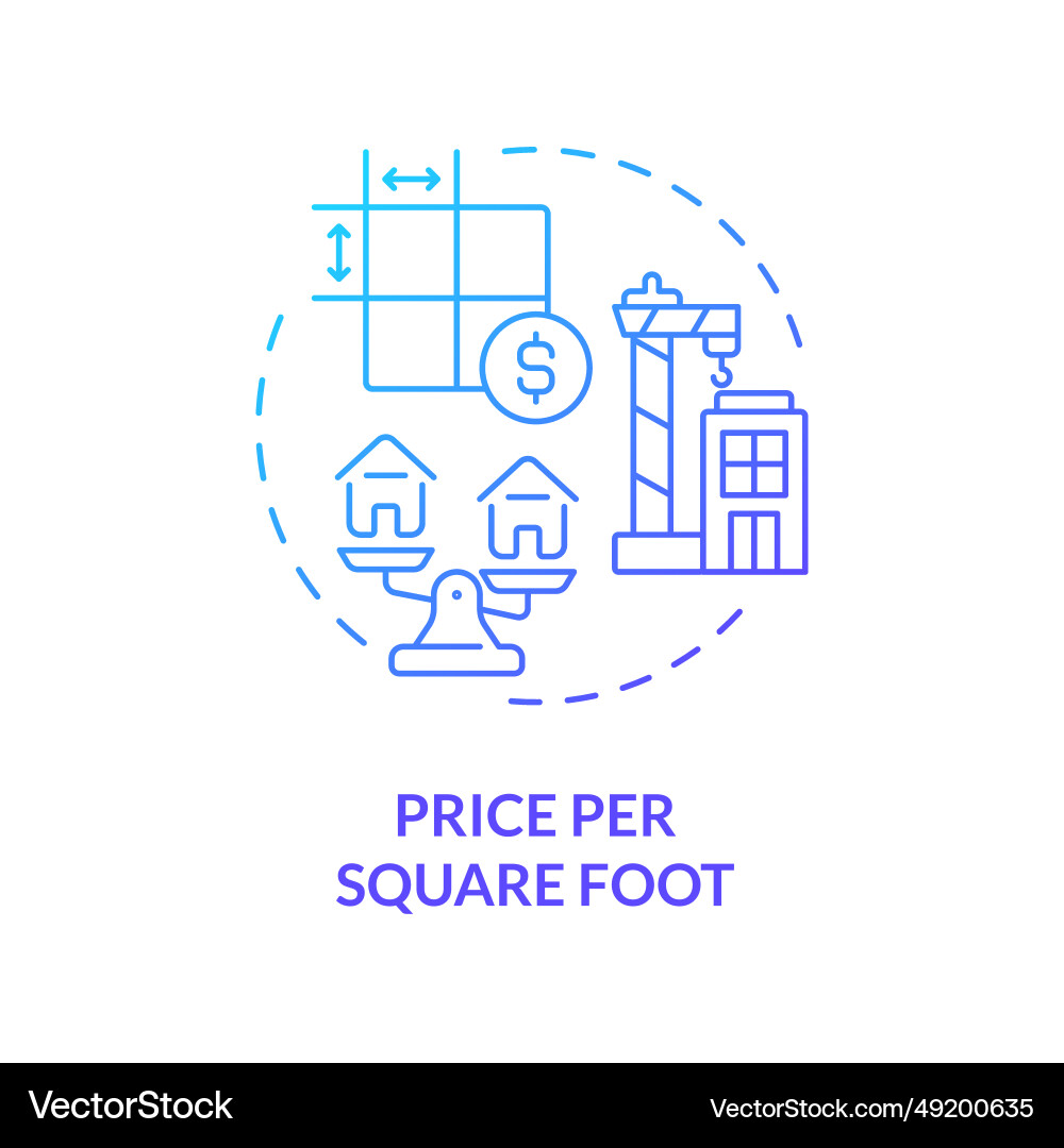 2d thin line gradient icon price per square foot Vector Image