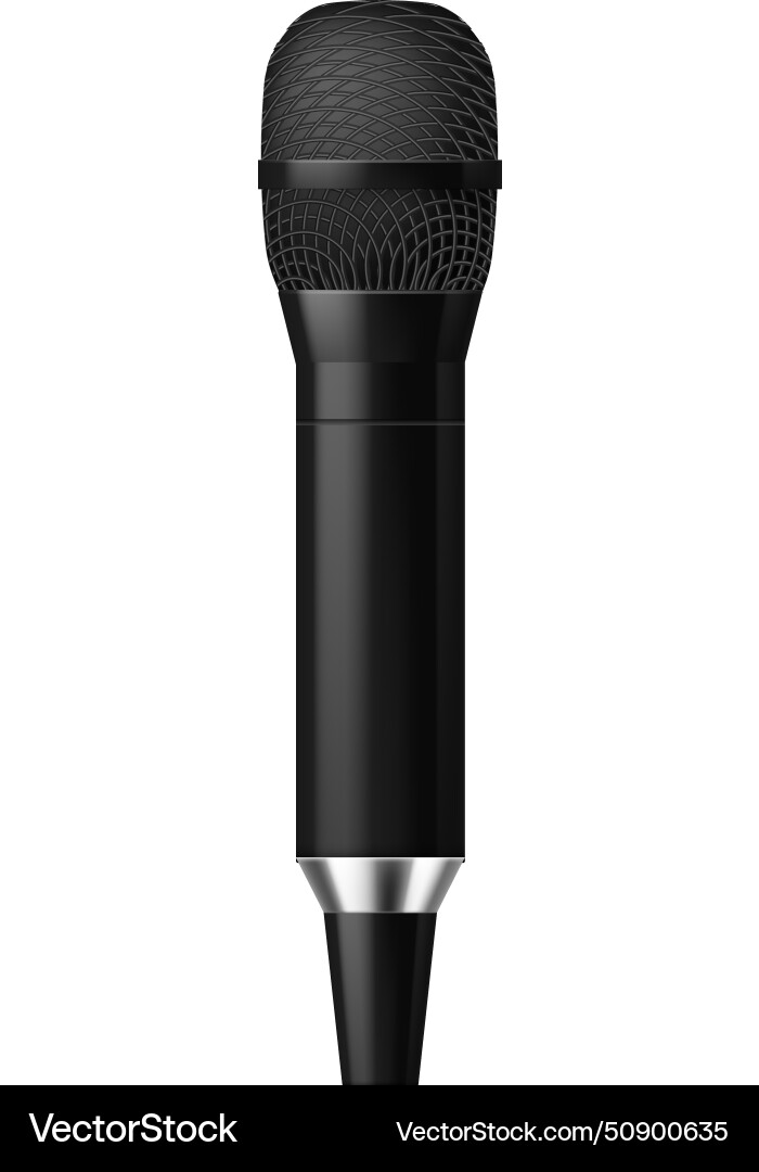 Black microphone realistic audio device singer Vector Image