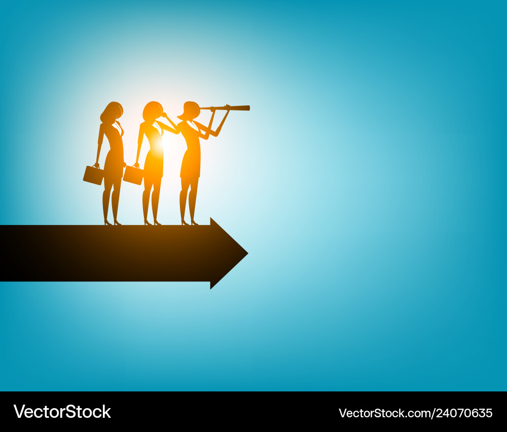 Businesswoman leader looking direction Royalty Free Vector