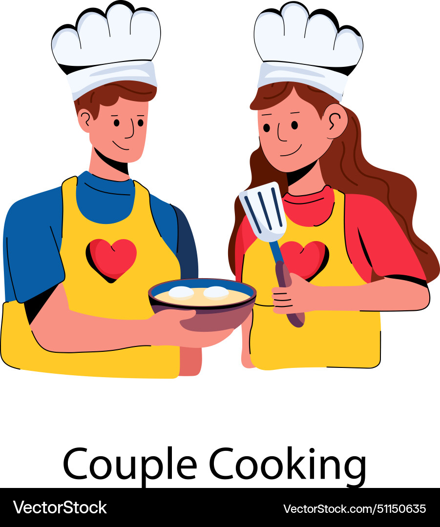Couple cooking Royalty Free Vector Image - VectorStock