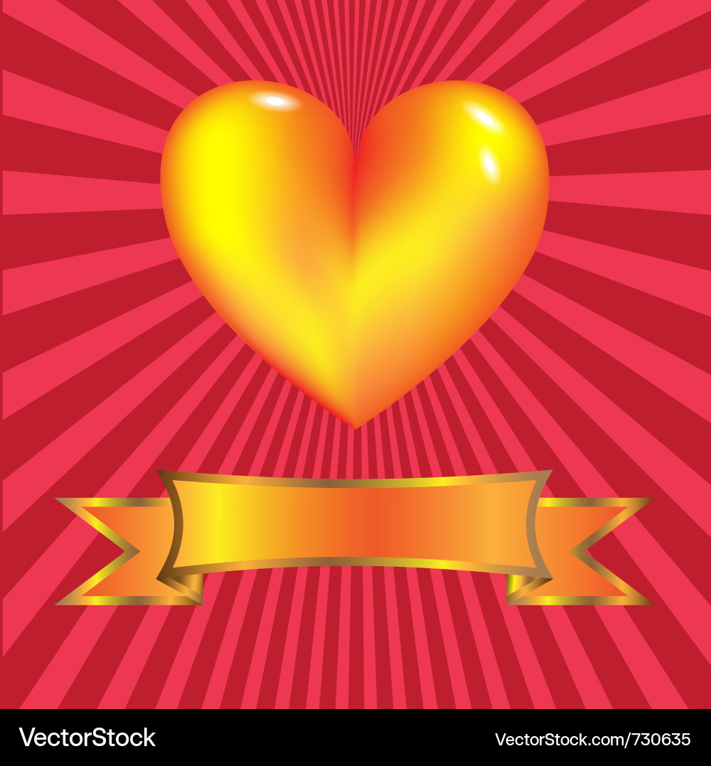 Gold heart Royalty Free Vector Image - VectorStock