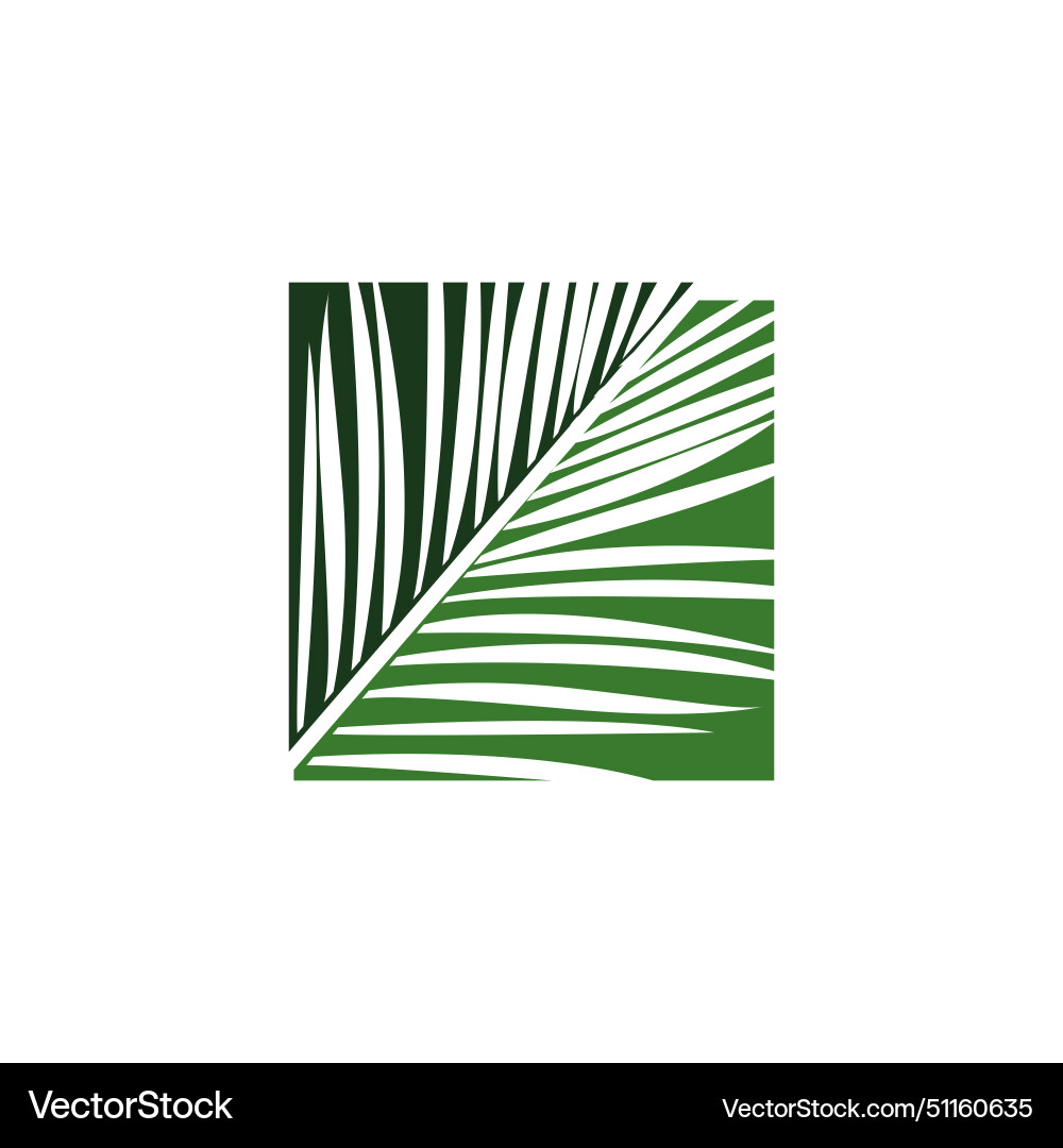 Green tropical palm leaf logo design Royalty Free Vector
