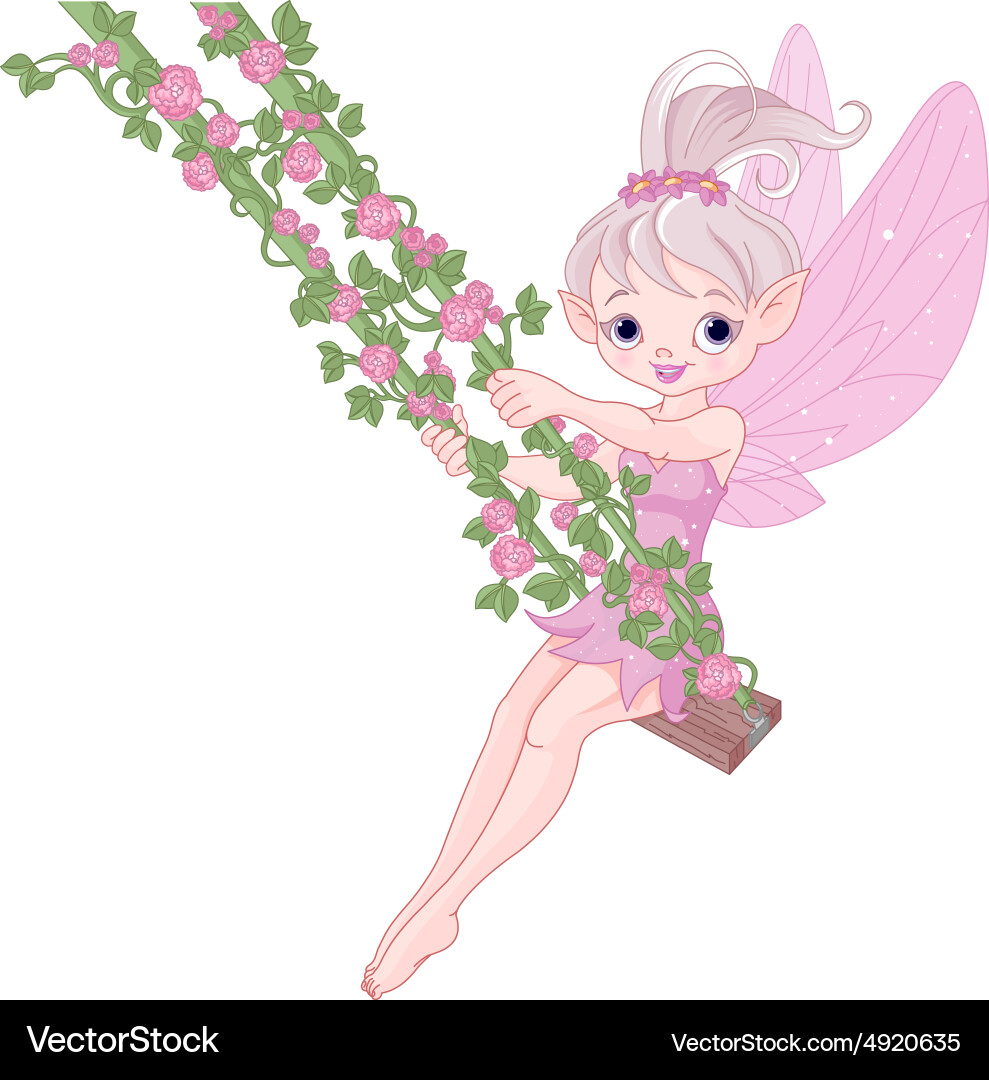 Pixy fairy on a swing Royalty Free Vector Image