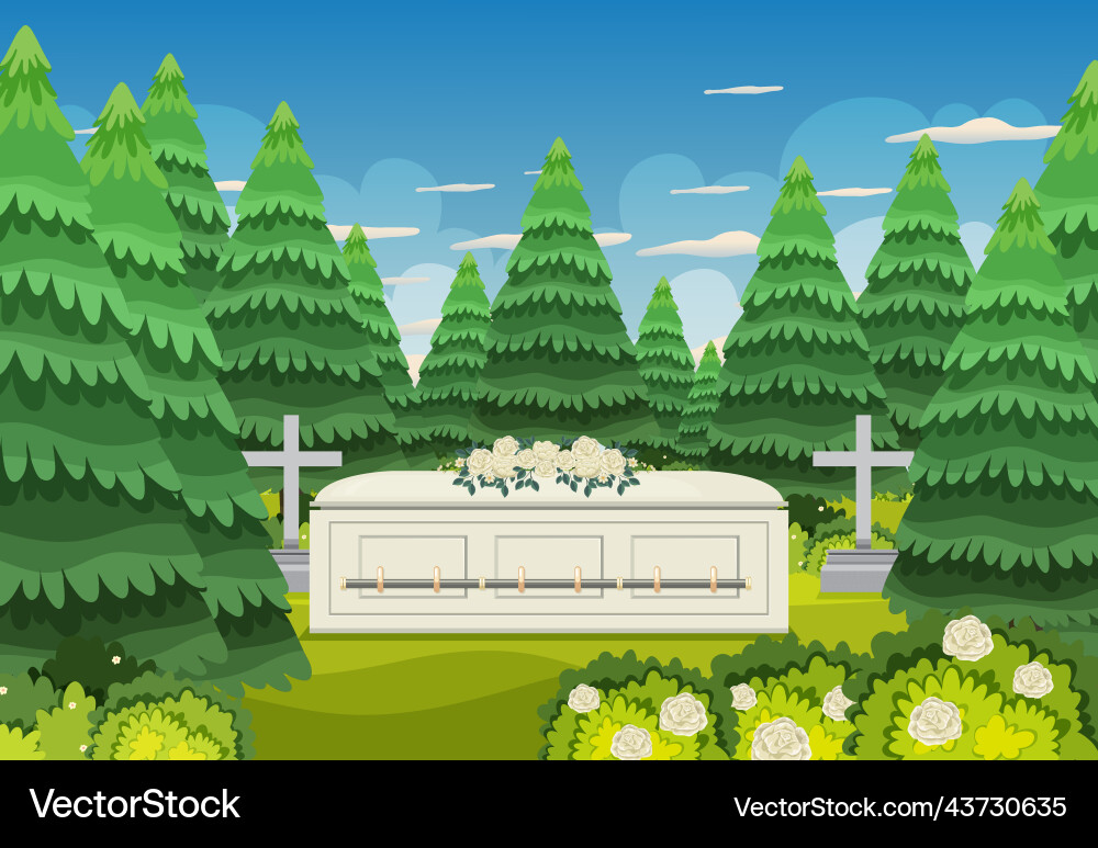 Scene with cemetery graveyard Royalty Free Vector Image