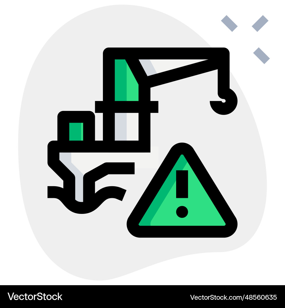 Sea mining excavator with an alert indication Vector Image