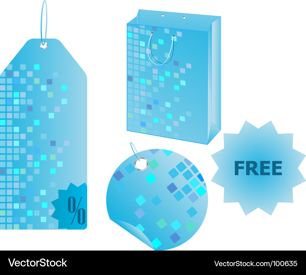 Shopping objects with mosaic design Royalty Free Vector