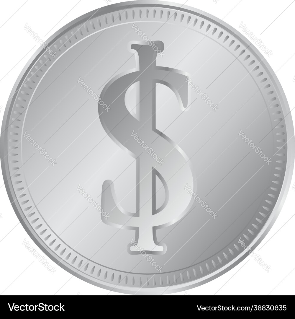 Silver euro european coin Royalty Free Vector Image