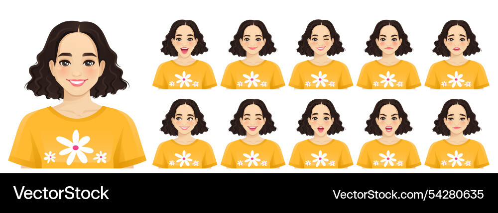 Woman expressions set Royalty Free Vector Image