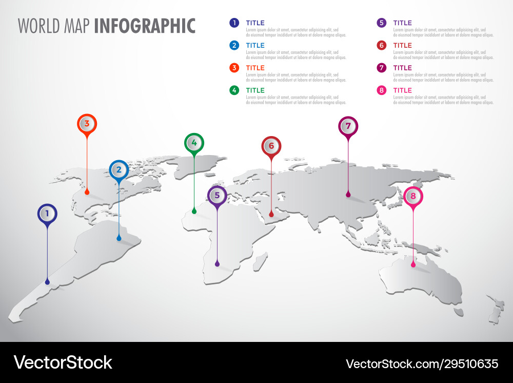 World Map Infographic Royalty Free Vector Image