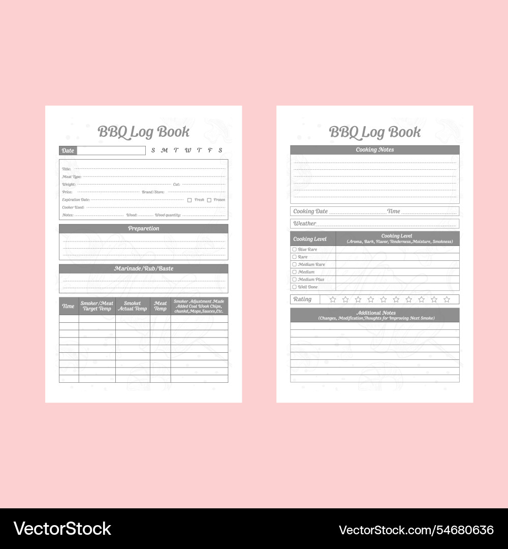 Bbq log book Royalty Free Vector Image - VectorStock