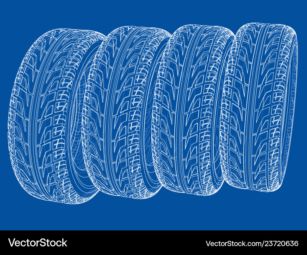 Car tires concept rendering of 3d Royalty Free Vector Image