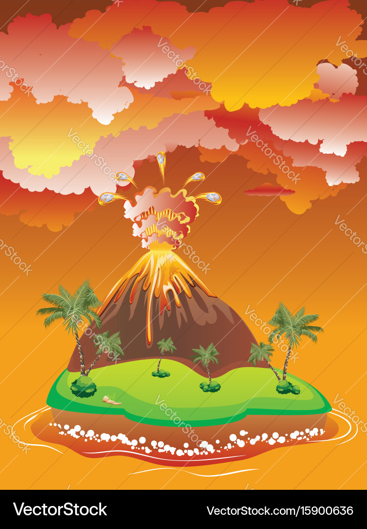 Cartoon Vulkanausbrüche Lizenzfreies Vektorbild