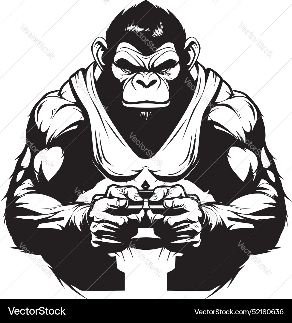 Chimp control muscular chimpanzee gaming logo Vector Image