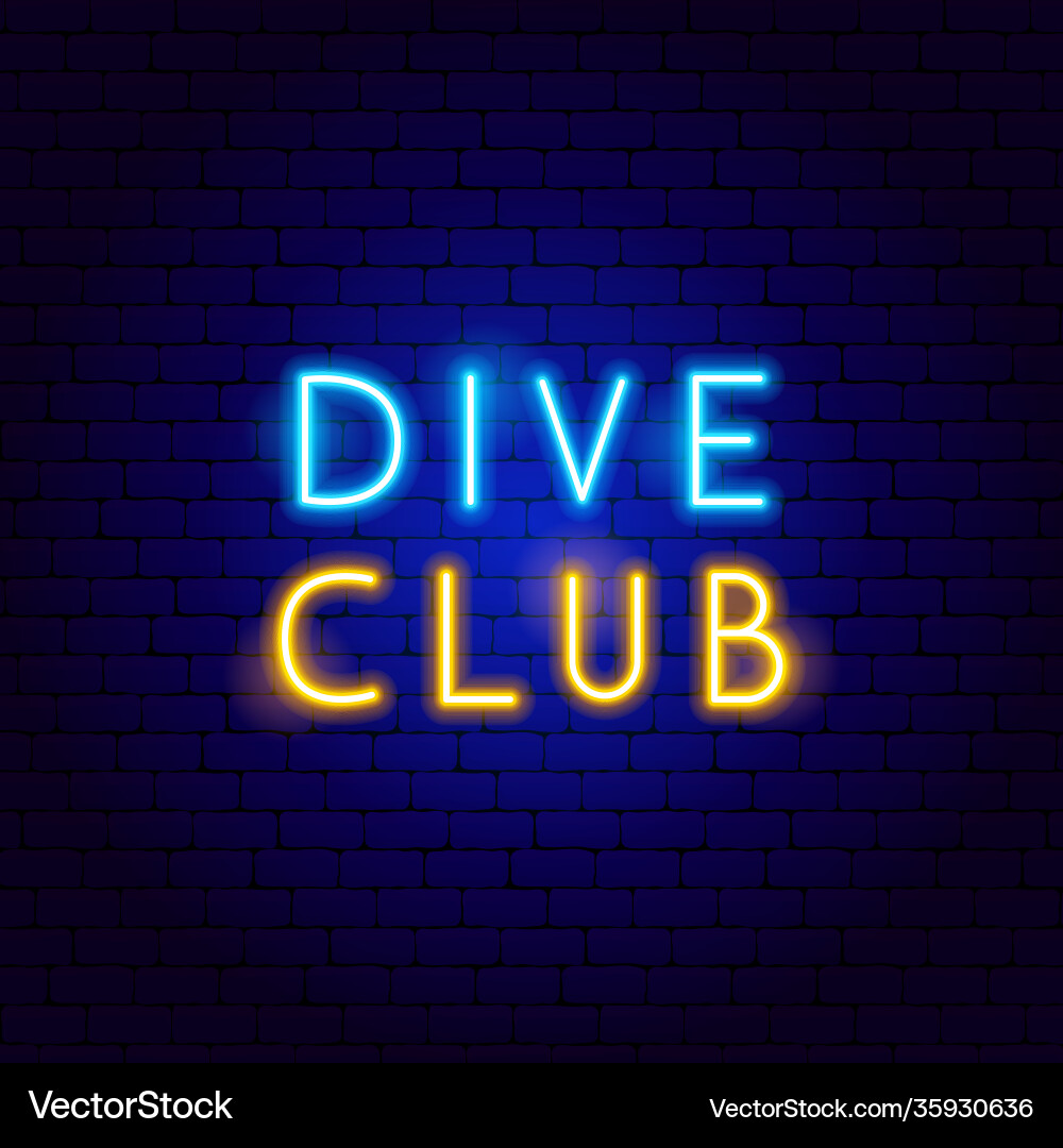 Dive club neon text Royalty Free Vector Image - VectorStock