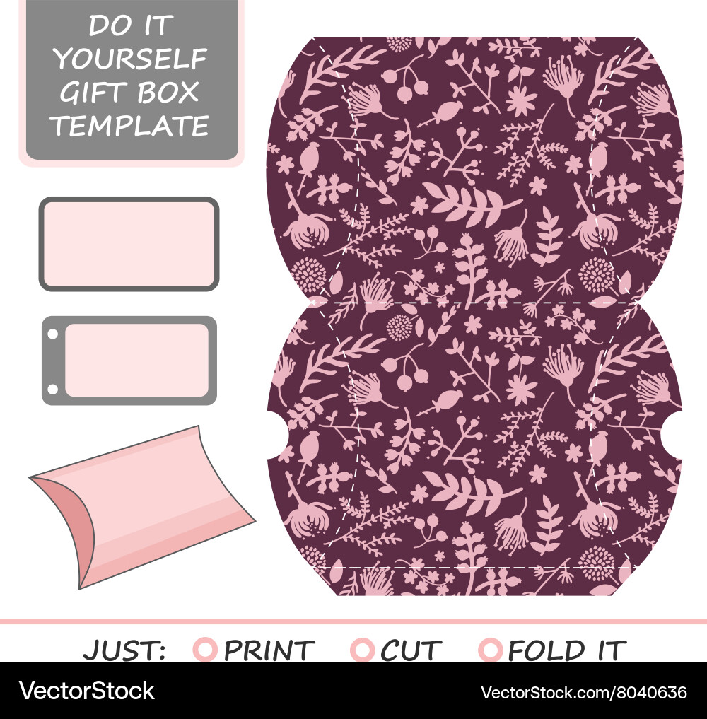 Favor gift box die cut template Royalty Free Vector Image