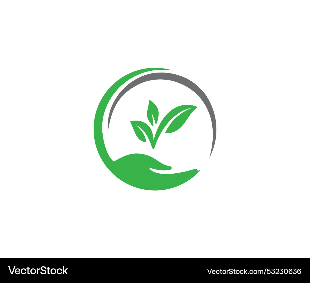 Green leaf and tree logo Royalty Free Vector Image