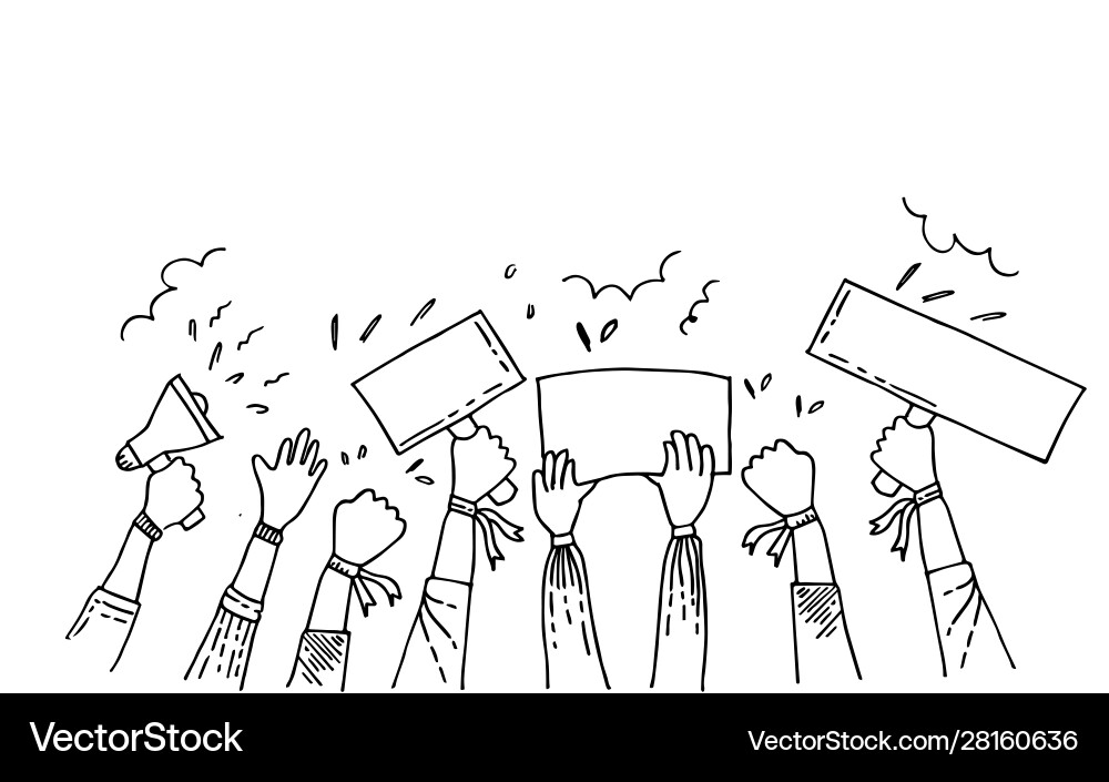 Hand drawn doodle fist protest symbol Royalty Free Vector