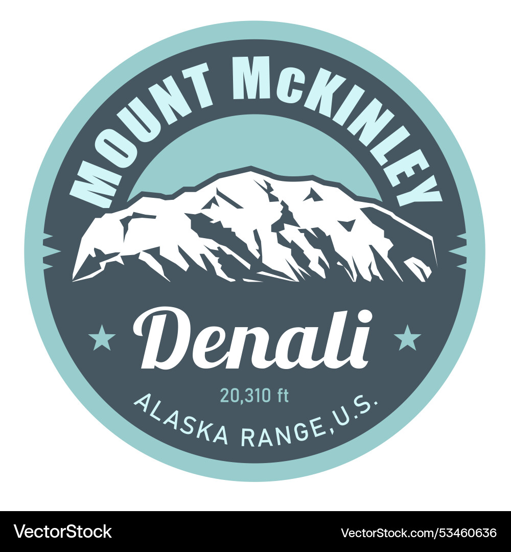 Mount mckinley stamp denali peak alaska range Vector Image