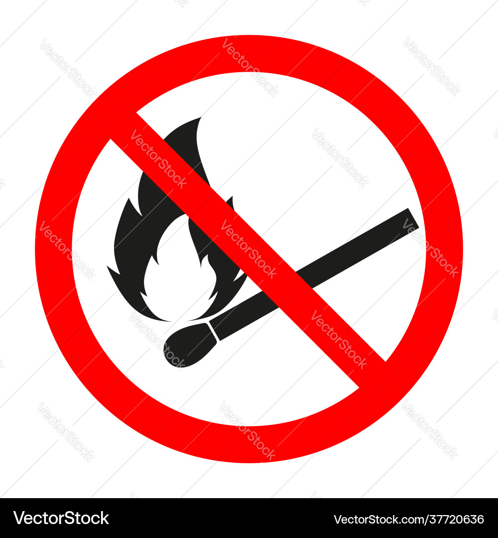 No fire open flame sign Royalty Free Vector Image