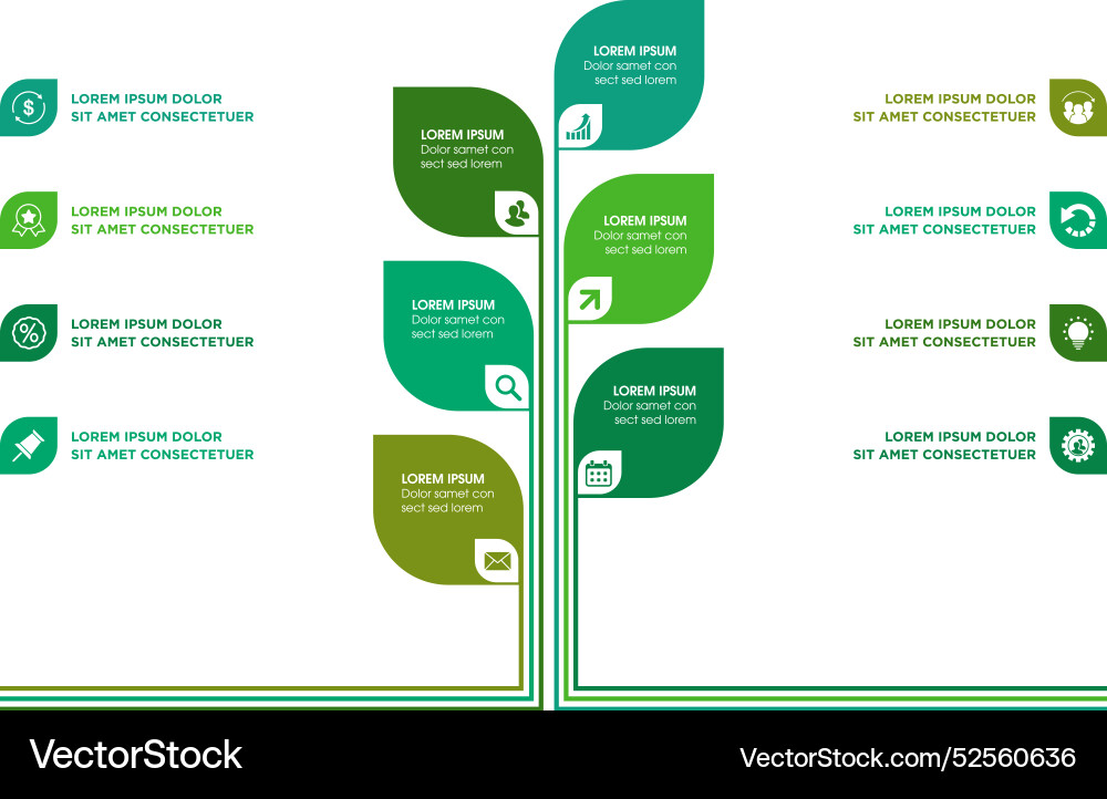 Tree growth infographic chart icons Royalty Free Vector
