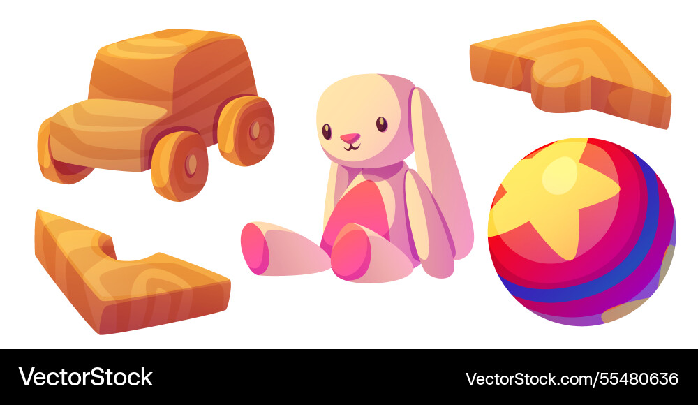 Wooden toy collection Royalty Free Vector Image