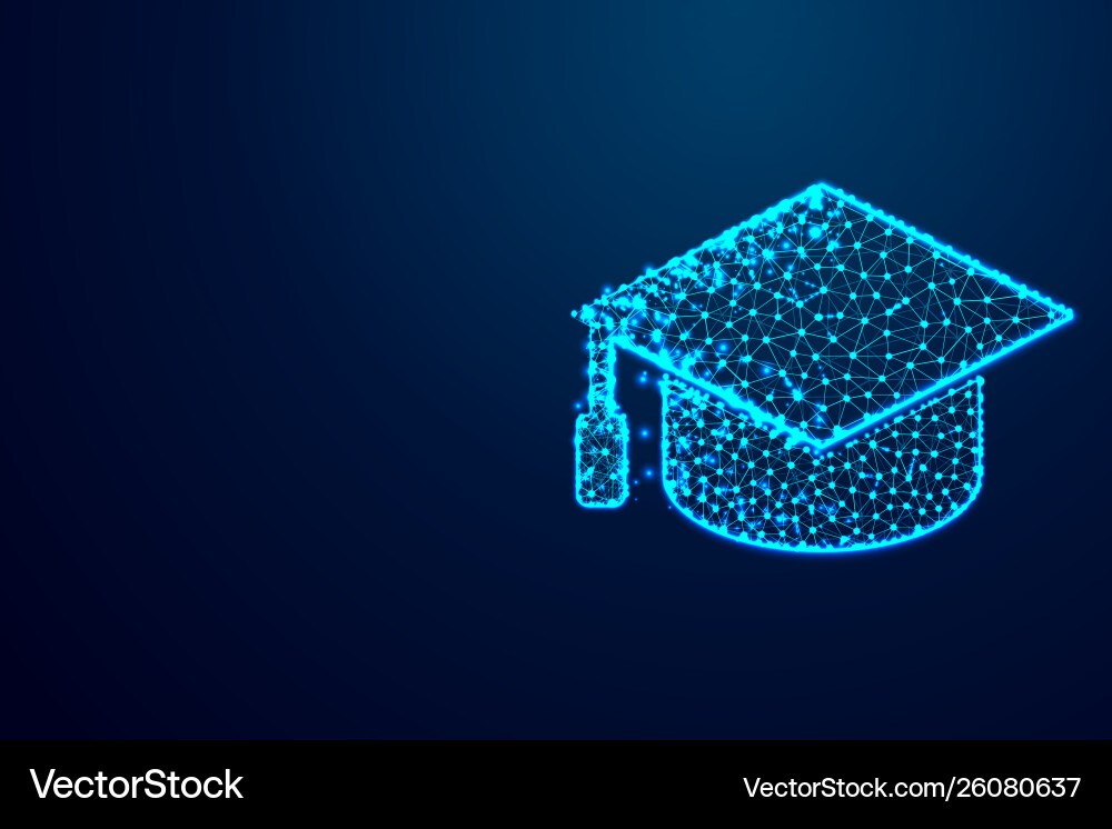 Abstract Graduation Cap Wireframe Royalty Free Vector Image