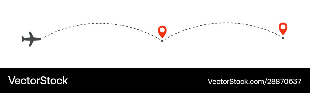 Airplane route to destination isolated Royalty Free Vector