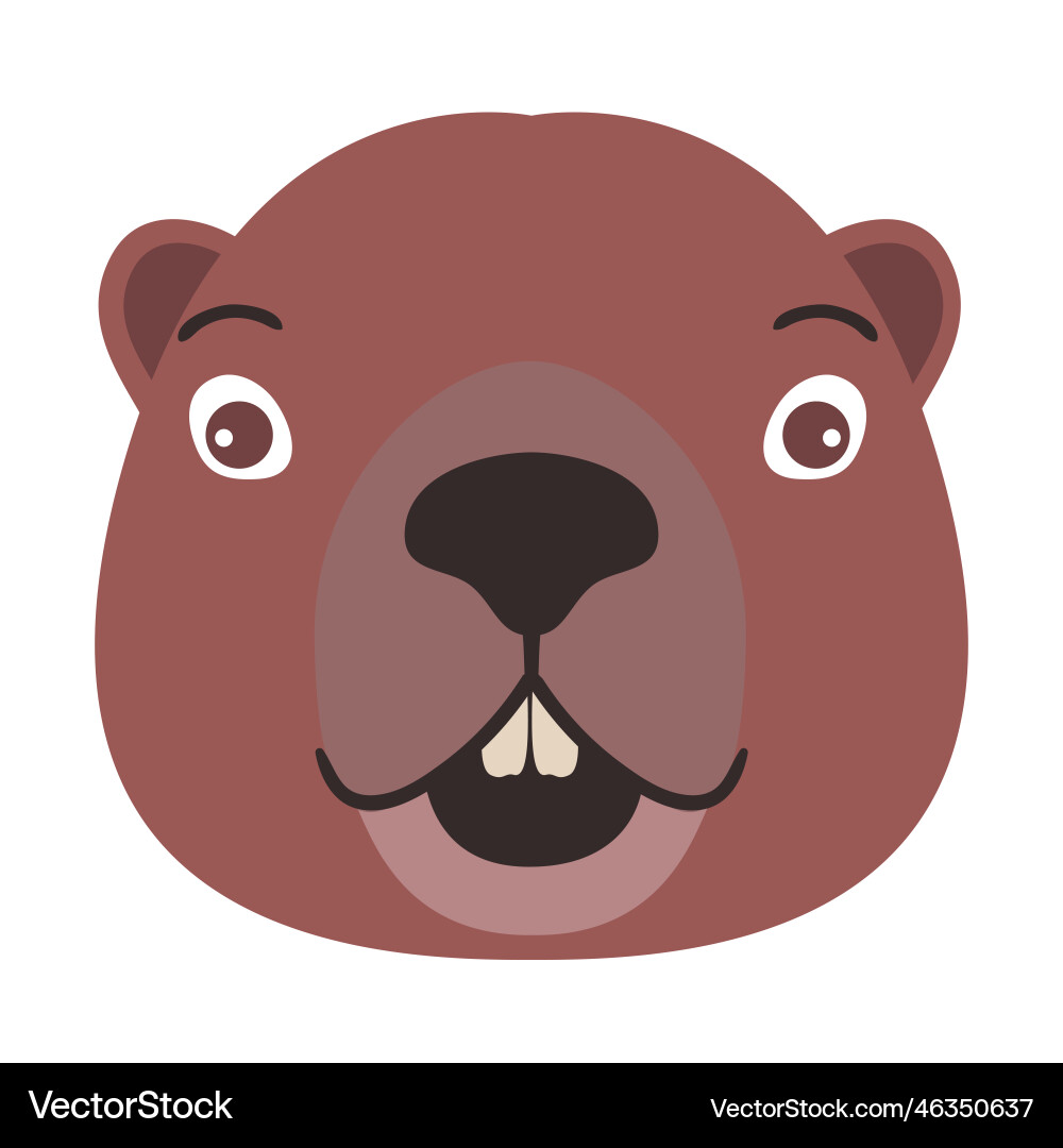 Beaver head tooth flat sticker Royalty Free Vector Image