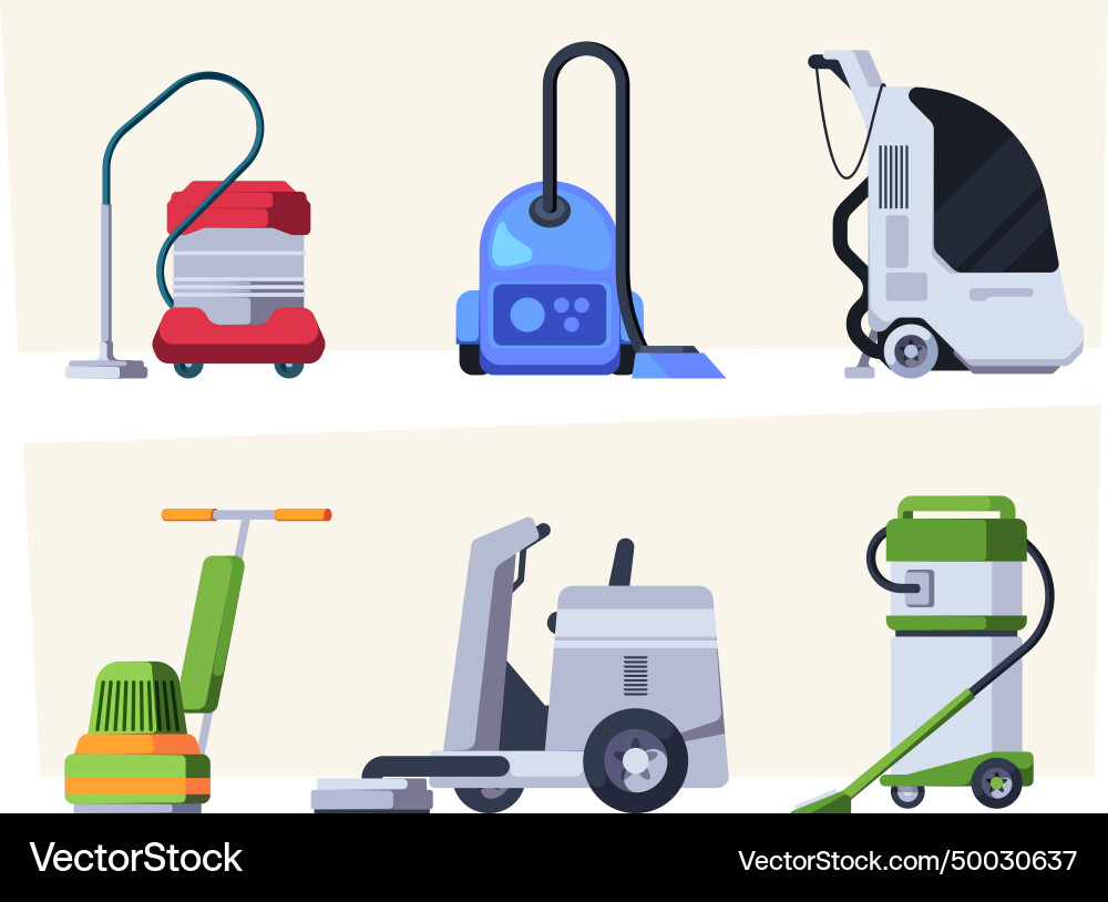 Cleaning equipment commercial cleaners Royalty Free Vector