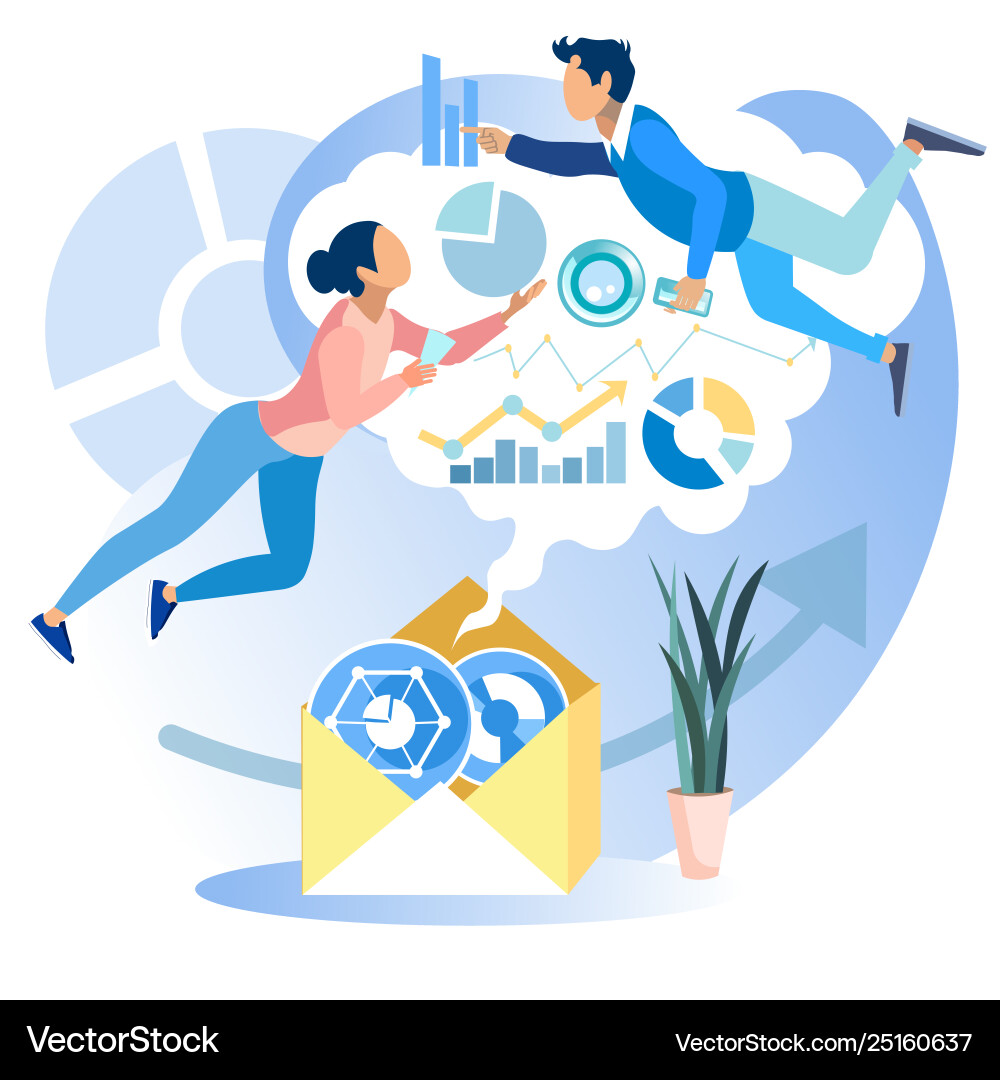 Data analysis metaphor cartoon flat business page Vector Image