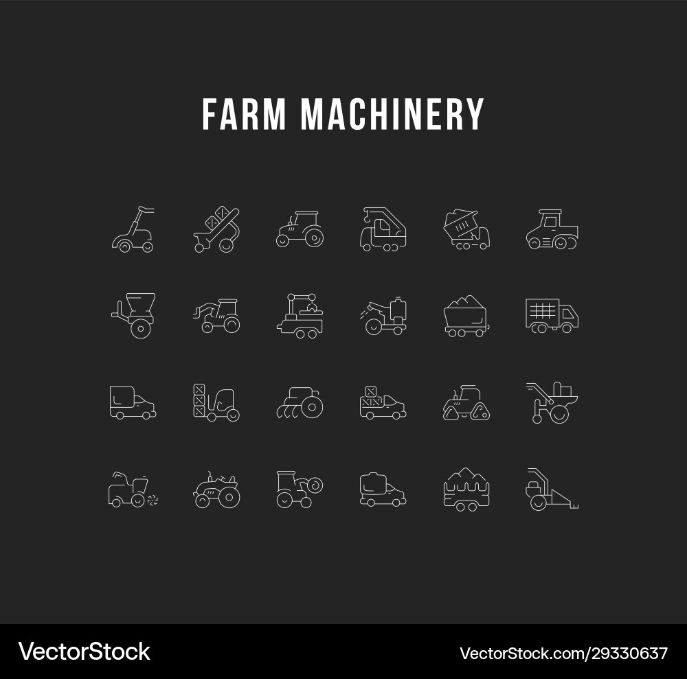 Farm Machinery Line Icons Royalty Free Vector Image