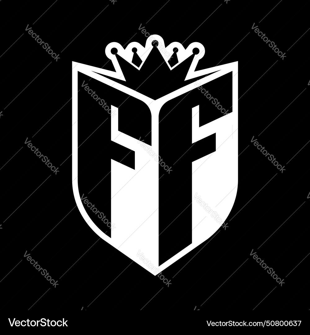 Ff letter bold monogram with shield shape Vector Image
