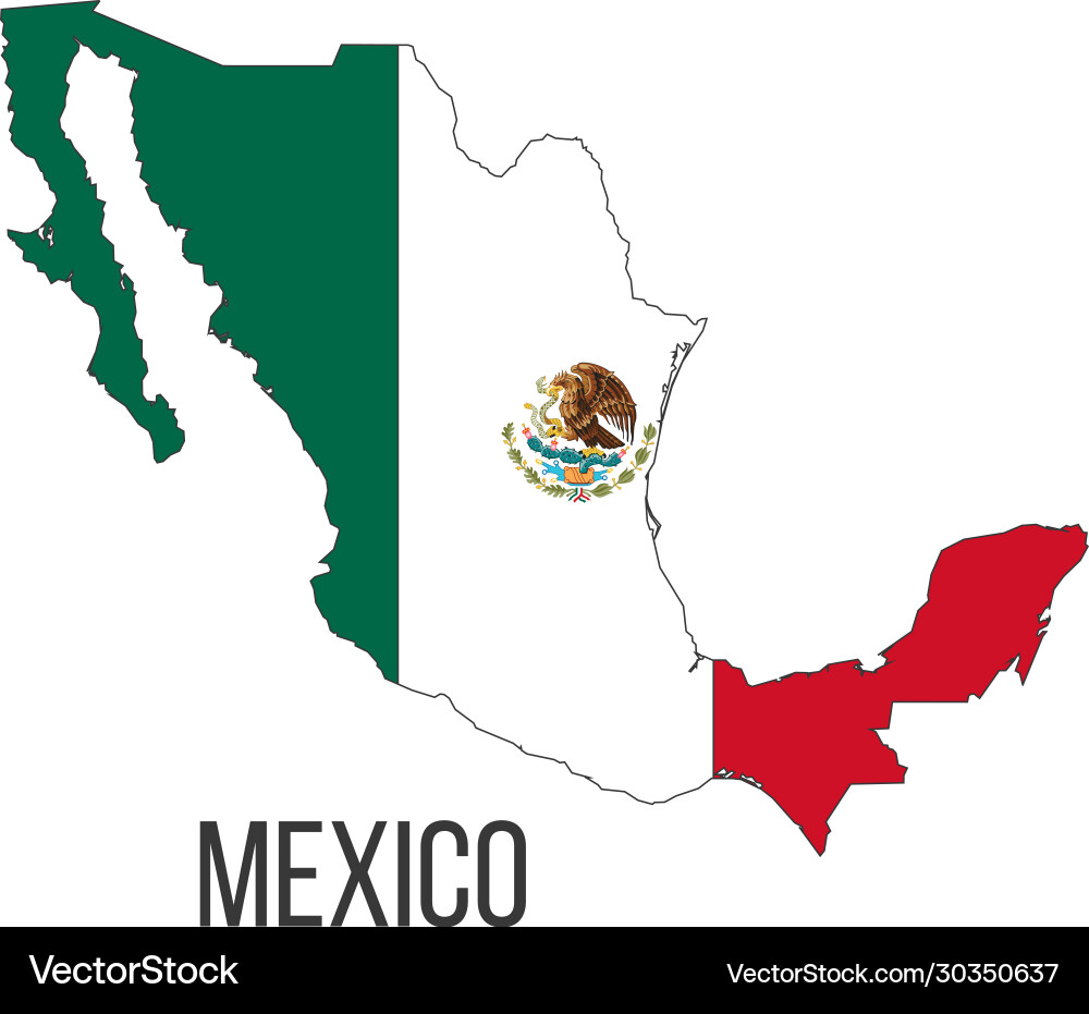 Mexico flag map the country Royalty Free Vector Image