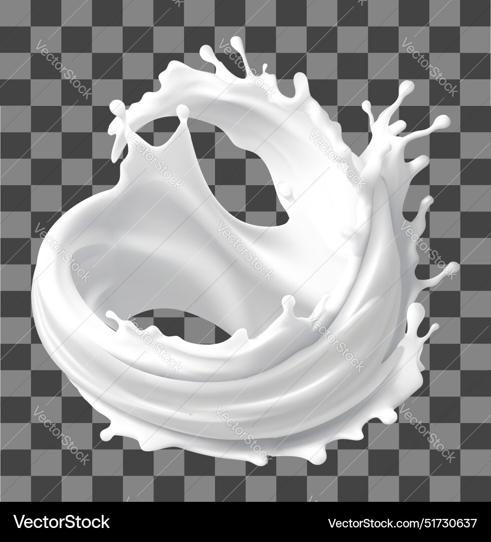 Milk splash isolated on transparent background Vector Image