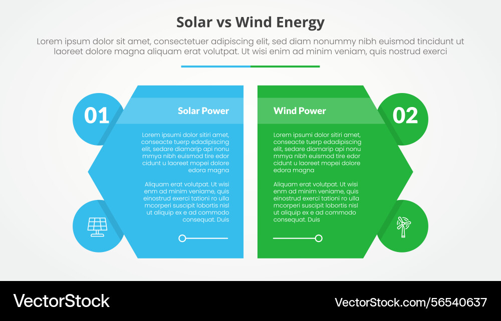 Solar panel vs wind energy power comparison Vector Image