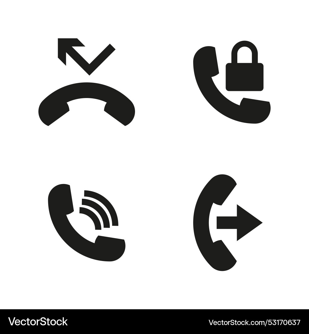 Telephone service icons set call management Vector Image