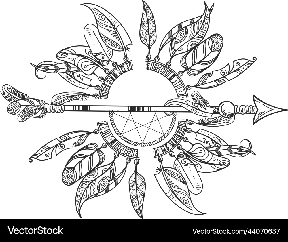 Tribal Dreamcatcher with Arrow Royalty Free Vector Image