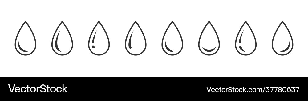 Wassertropfen Tropfen lineare Icon-Set Lizenzfreier Vektor