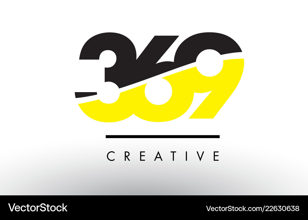 369 black and yellow number logo design Royalty Free Vector