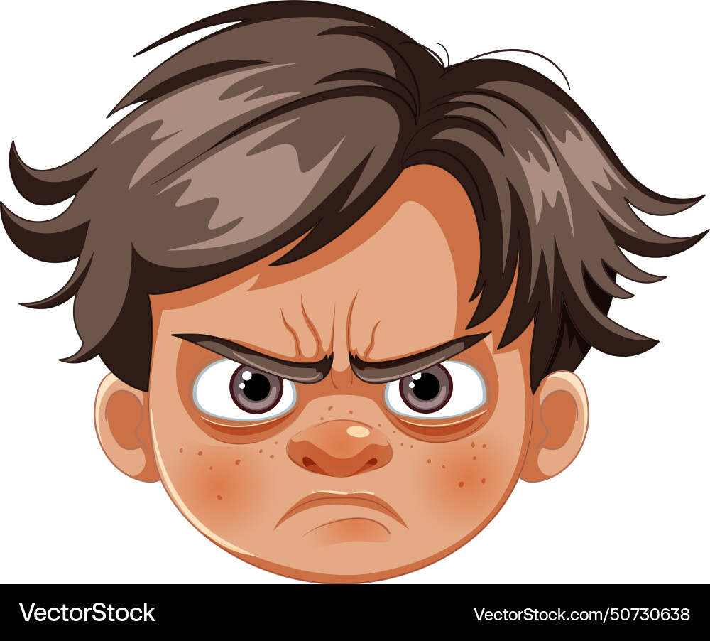 A frowning young boy Royalty Free Vector Image