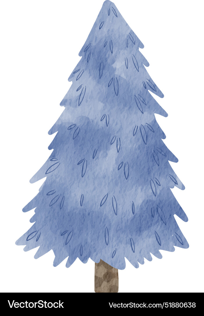 Abstract blue pine tree watercolor Royalty Free Vector Image