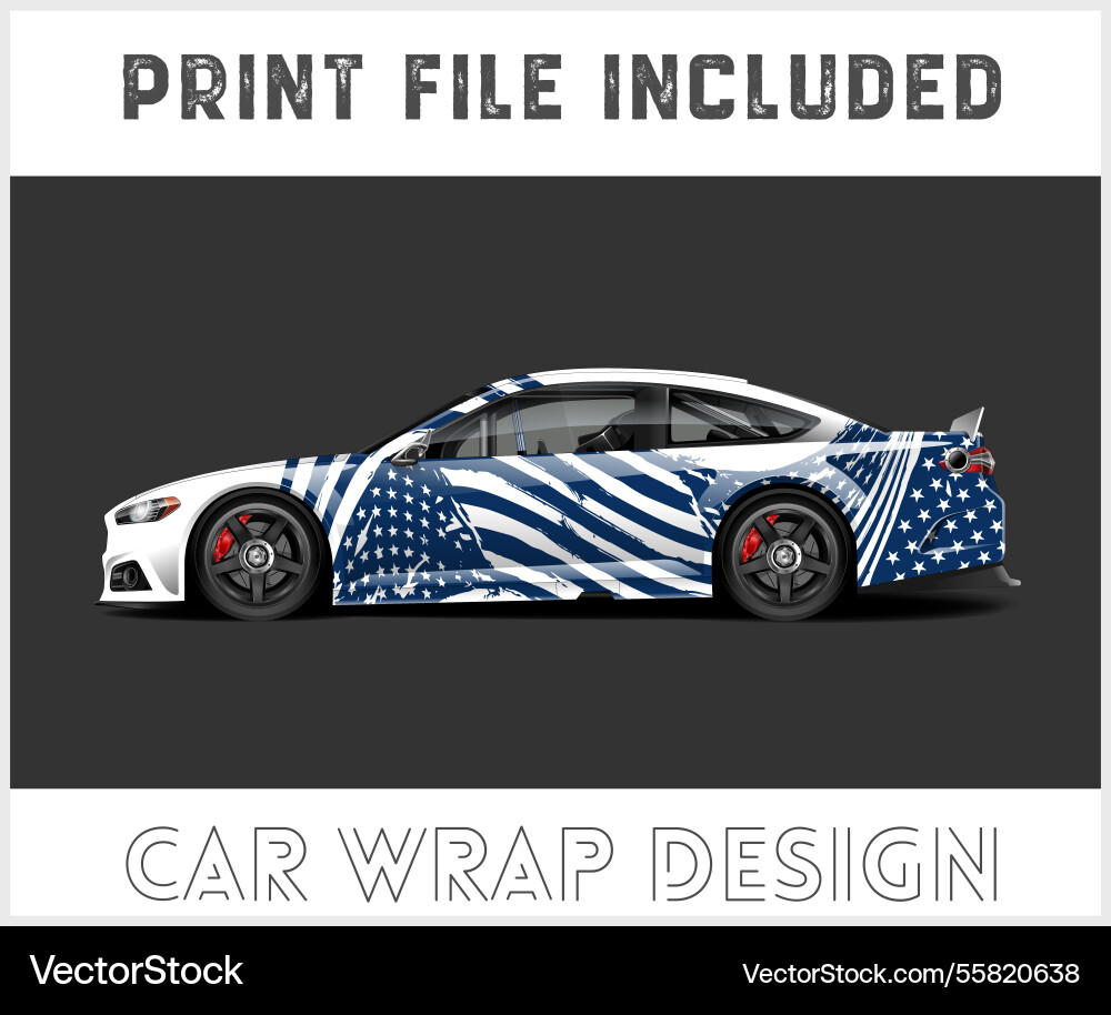American flag car wrap vinyl graphic decal Vector Image