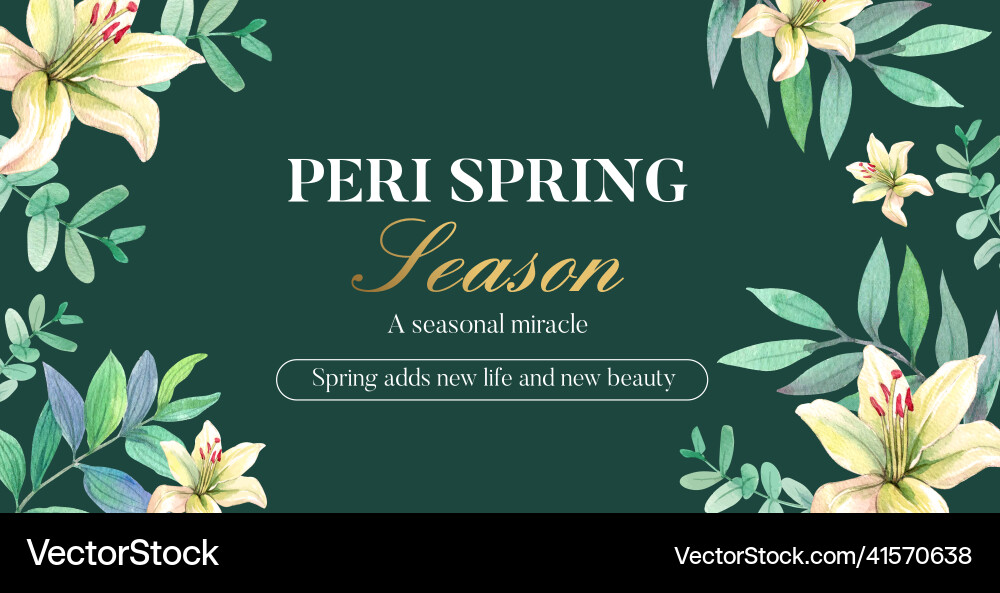 Billboard template with peri spring flower Vector Image