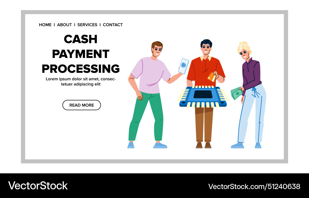 Business cash payment processing Royalty Free Vector Image