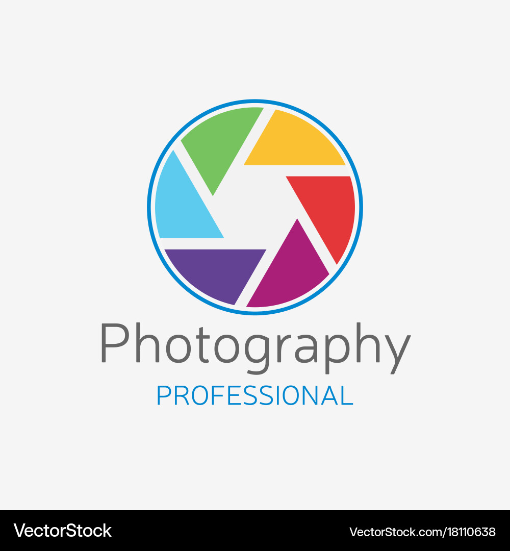 Camera professional logo color shutter Royalty Free Vector